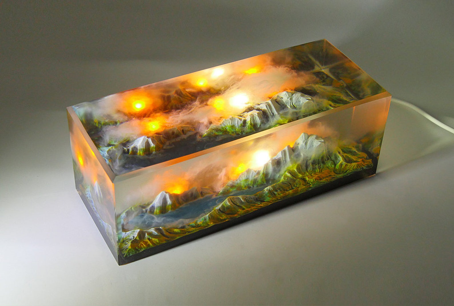 Resin Diorama Lamp: Sunrise Sunset Mountain Landscape Night Light - Etsy