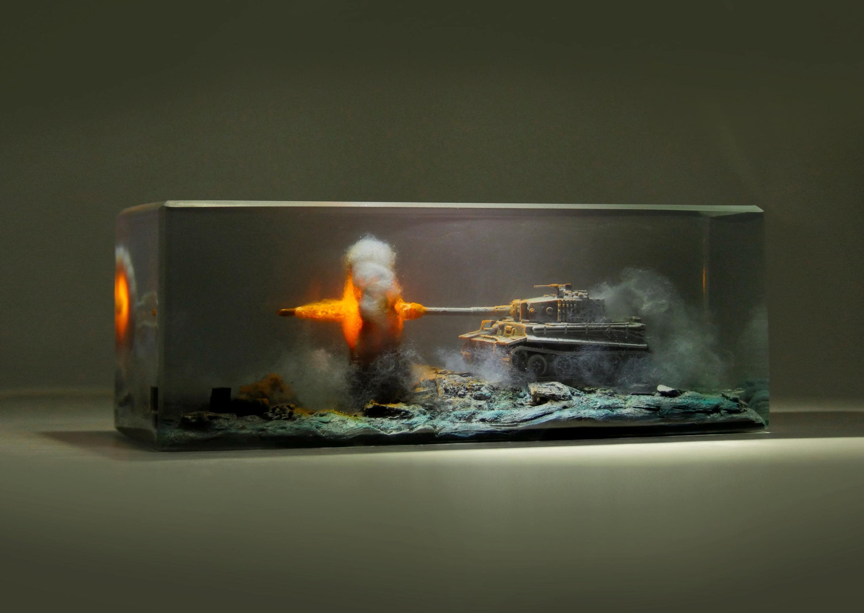 WW2 Tiger Tank Resin Diorama Lamp, Military Sculpture Art - Etsy