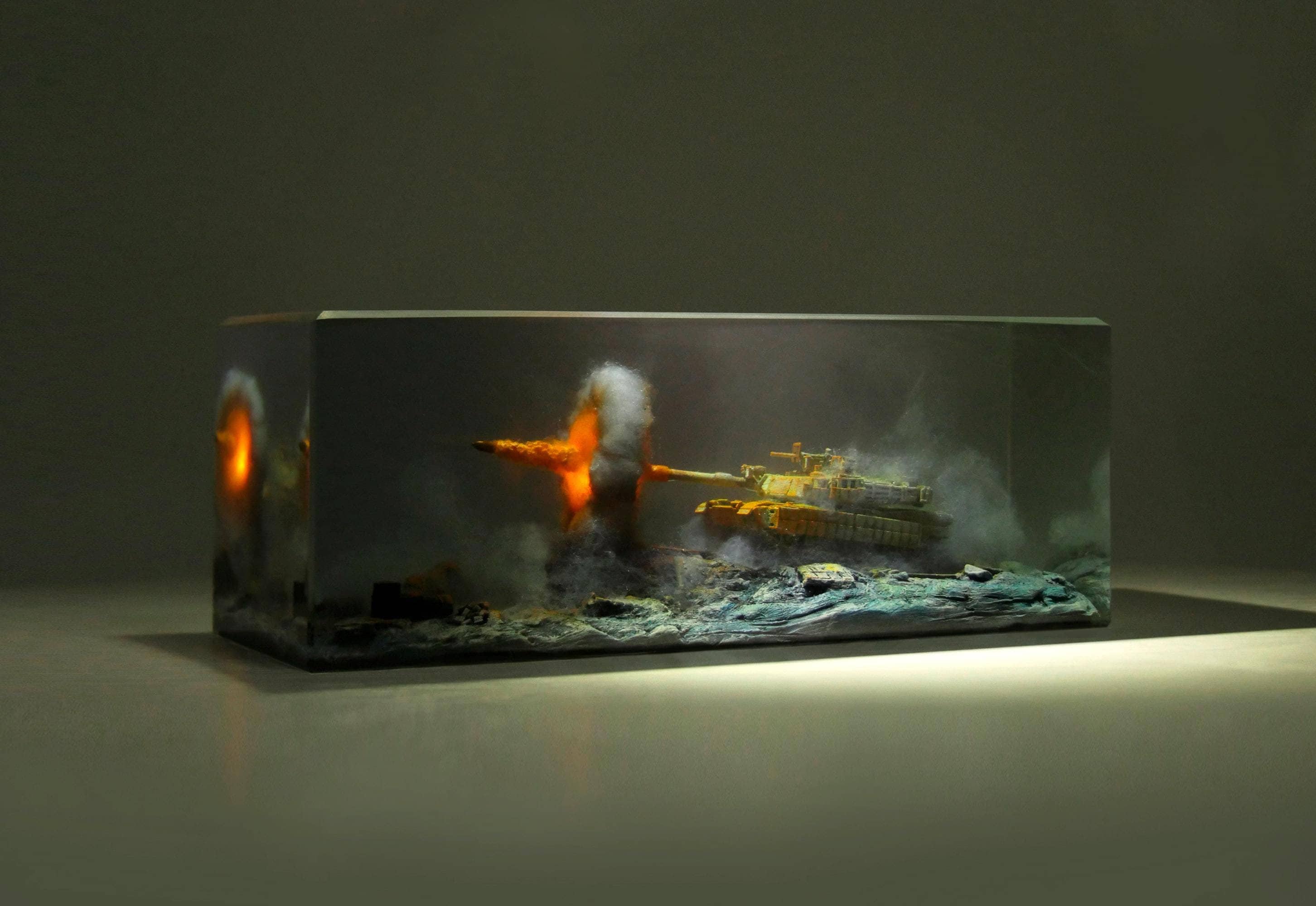 M1A2 Abrams Tank Resin Diorama Lamp, Unique Military Sculpture, Father ...