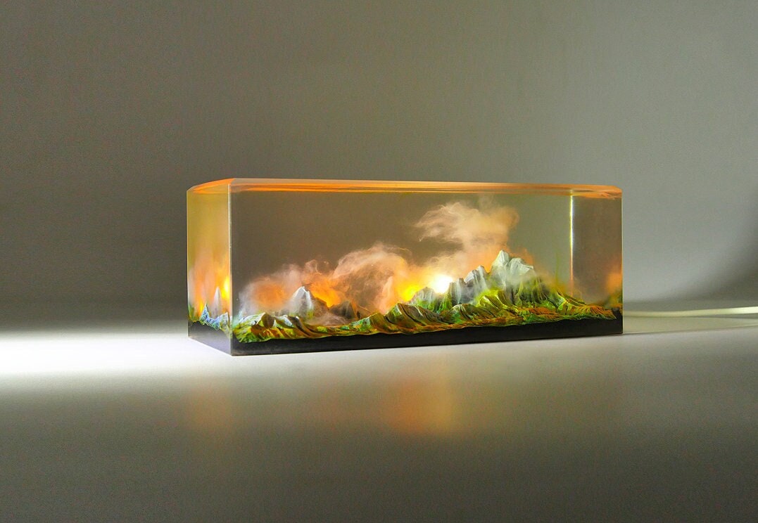 Resin Diorama Lamp: Sunrise Sunset Mountain Landscape Night Light - Etsy