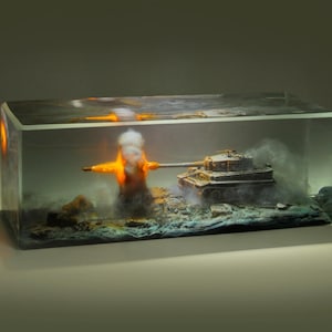 WW2 Tiger Tank Military Resin Sculpture Explosion Cannonball Firing ...