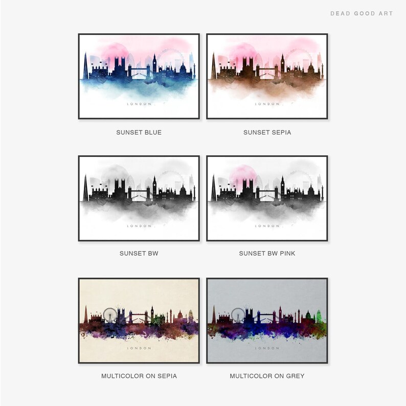 Manchester Watercolor Skyline Sunset Manchester Dawn England - Etsy