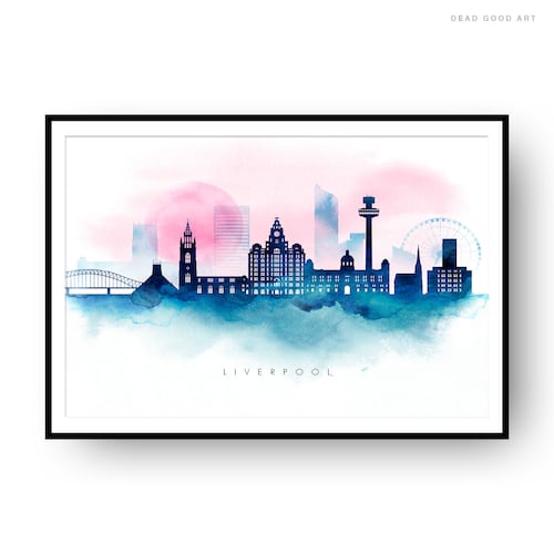 Liverpool Skyline England Cityscape Painting Art Print Poster - Etsy UK