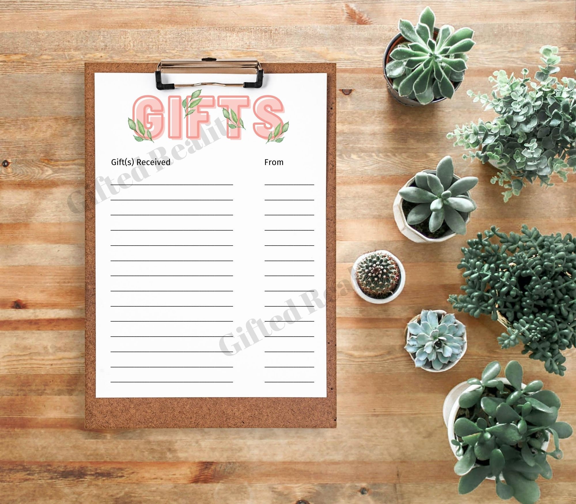 Shower Gift List Bold INSTANT DOWNLOAD Gifts Received - Etsy