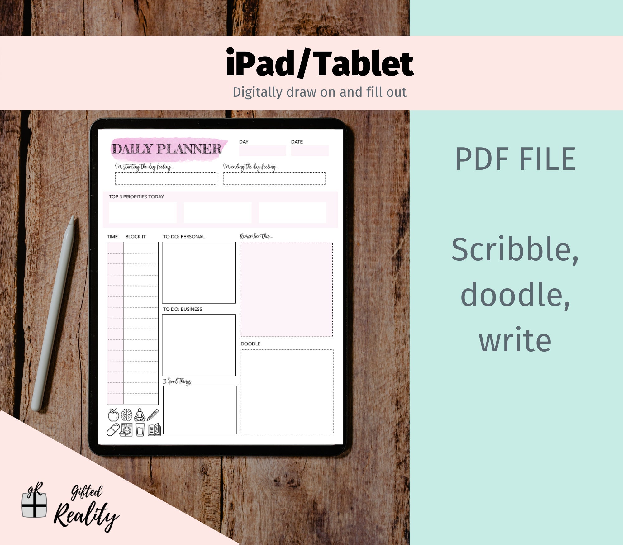Daily Planner Sheets Work From Home ADHD Planner - Etsy