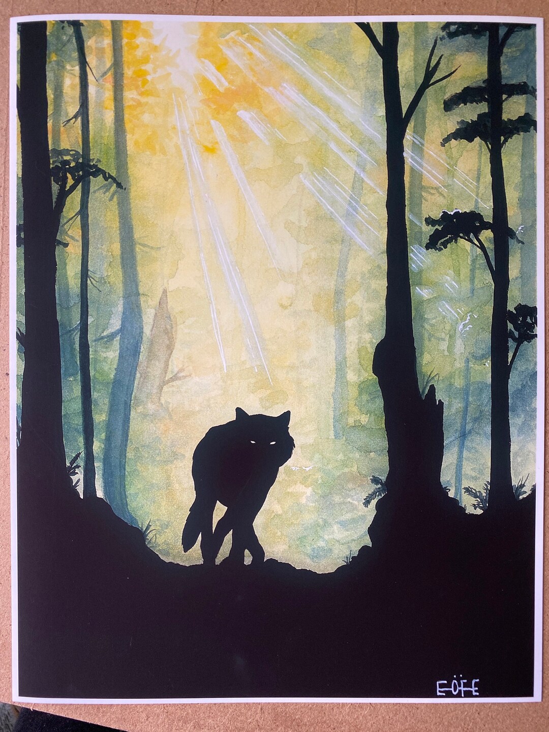 Wolf Forest Print Illustration Art Nature Watercolor and - Etsy