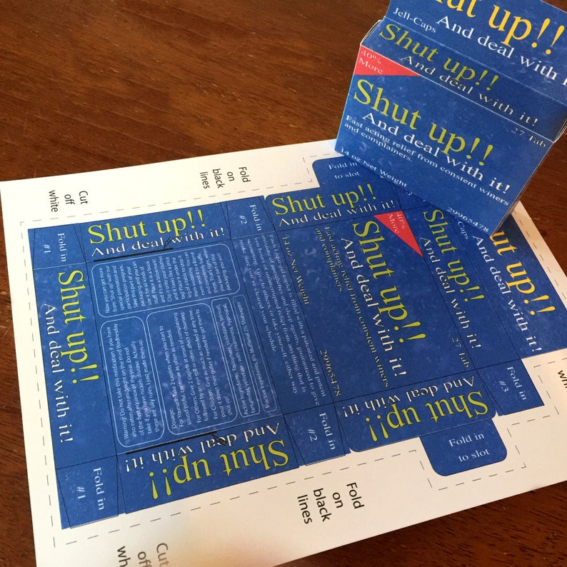Shut Up!! Fake Brand Box Medication, Funny Pharmacy Medicine, Party ...