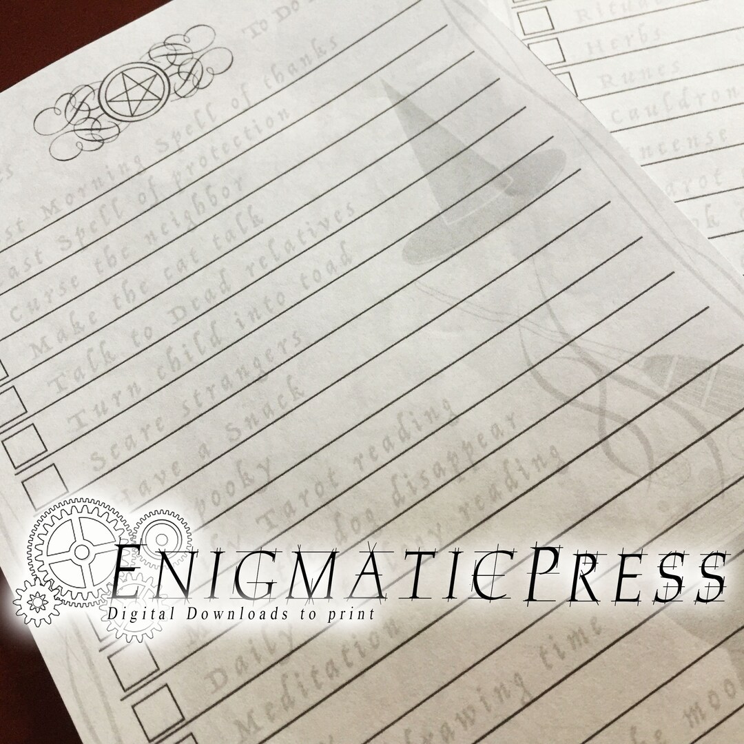 Witches Check List Style, Shopping, to Do Lists, 5x7 Note Pages, Home ...