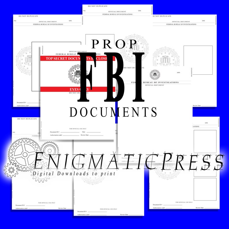 8 FBI Style Prop Document Graphics Film Cosplay Diy Home | Etsy