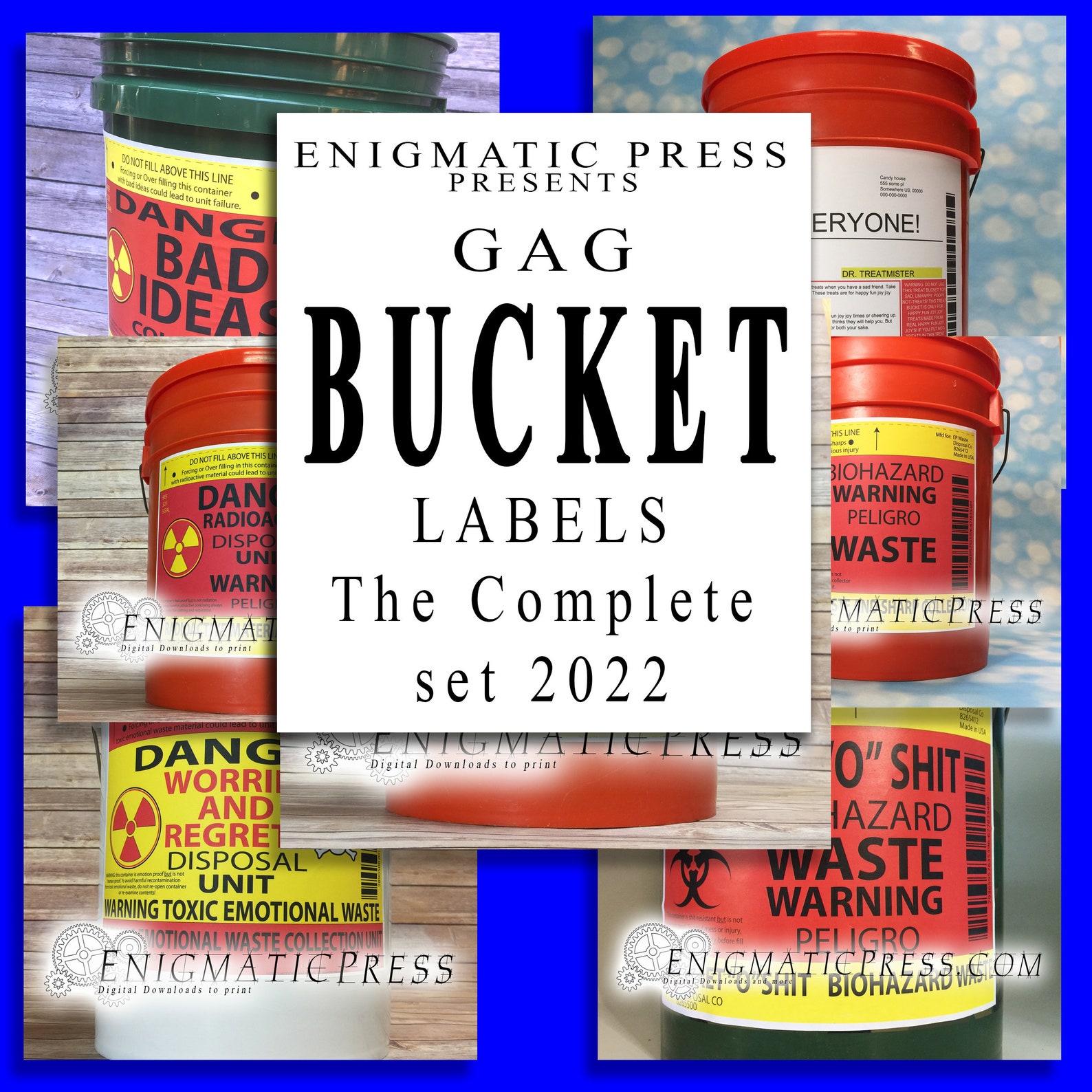 10 Trash Bucket Labels Complete Set 8.5x11 PDF Party - Etsy