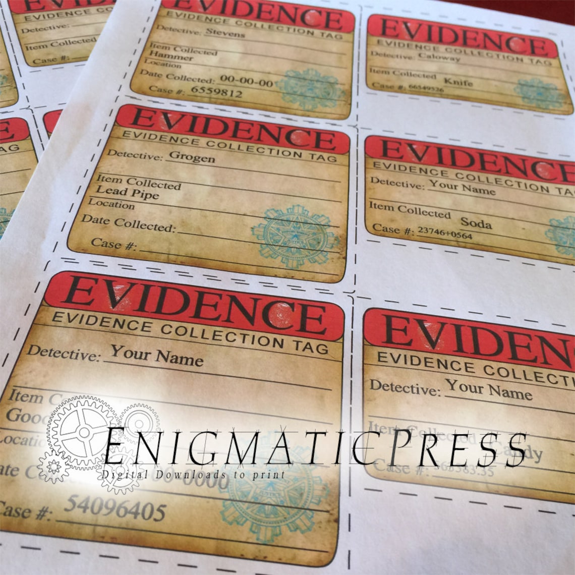 3 Pgs of Crime Scene Evidence Labels Tags and Place Markers - Etsy