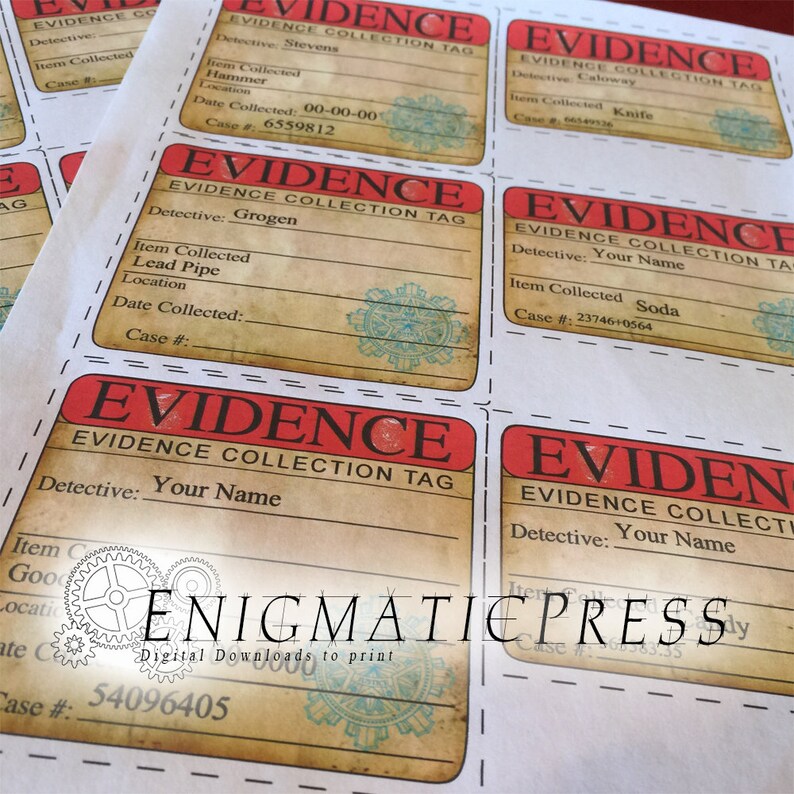 3 Pgs of Crime Scene Evidence Labels Tags and Place Markers - Etsy