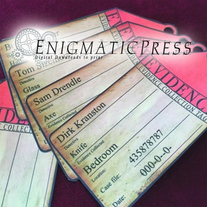 3 Pgs of Crime Scene Evidence Labels, Tags and Place Markers, True ...