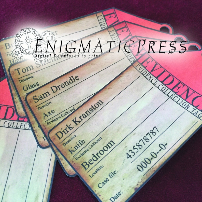 3 Pgs of Crime Scene Evidence Labels, Tags and Place Markers, True ...