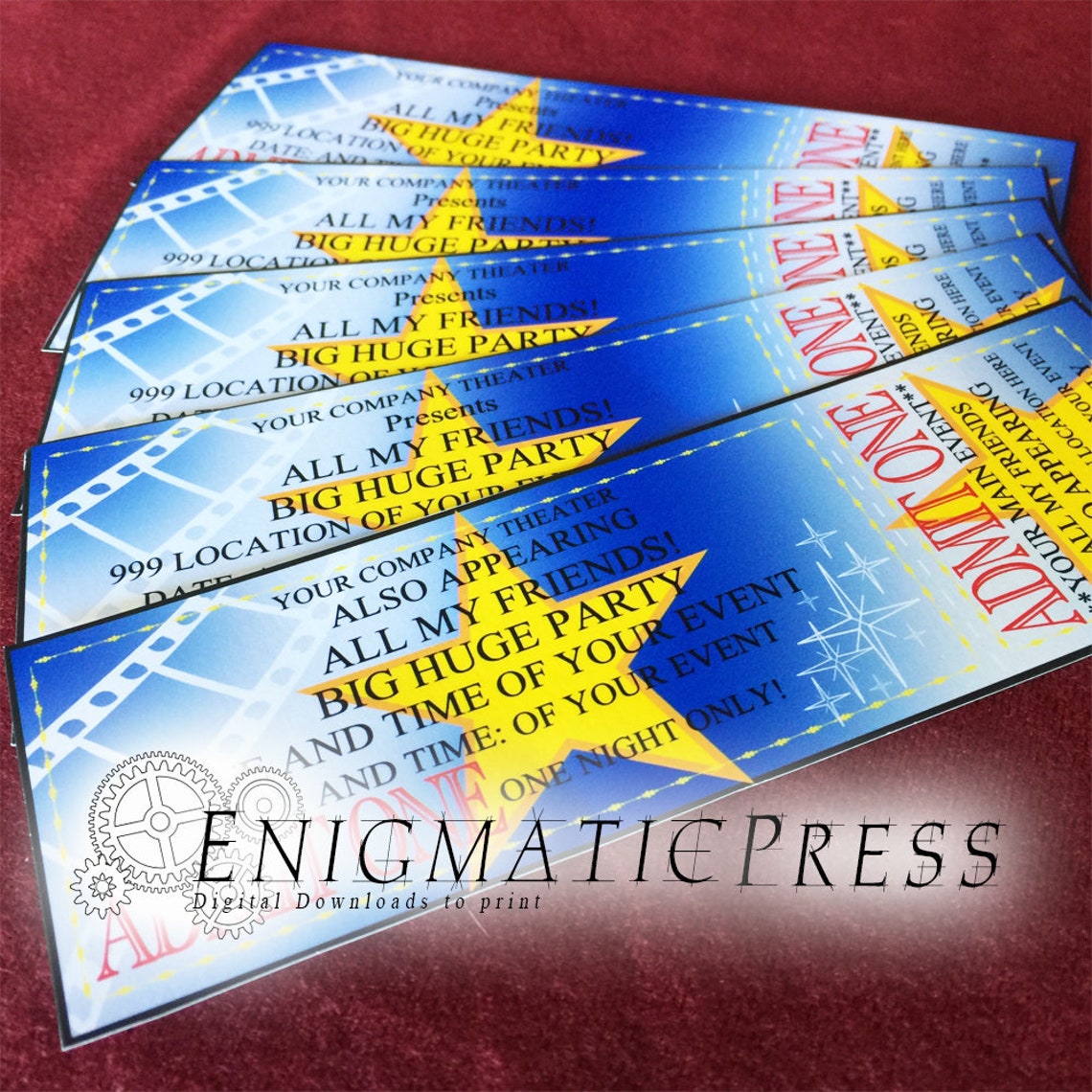 Hollywood Movie Style Tickets Editable Blue Custom Event | Etsy