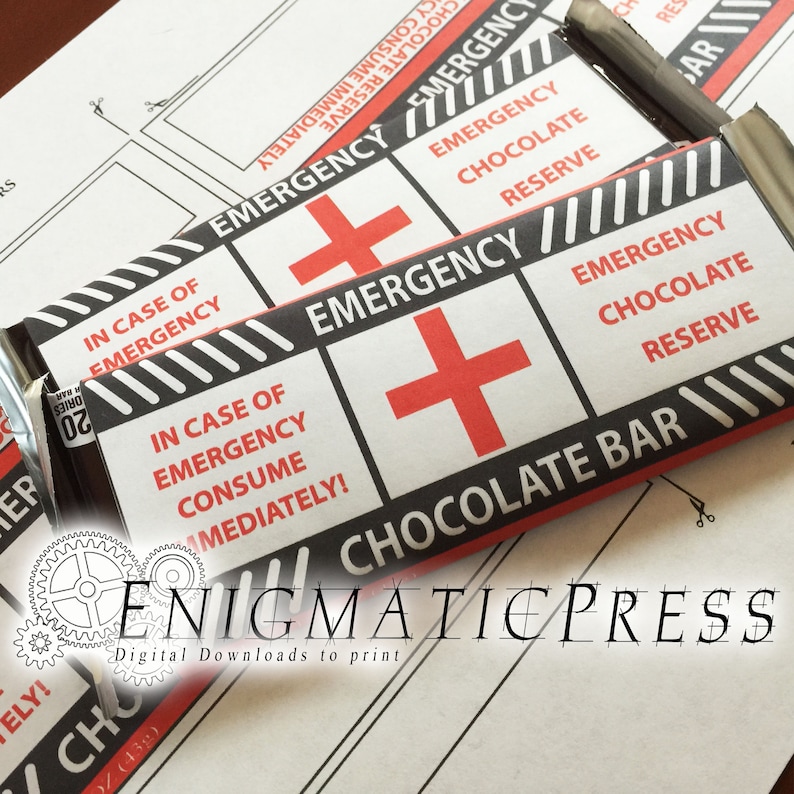 Emergency Chocolate! Labels, Fit 1.45 and 1.55oz Size Hershey's and ...