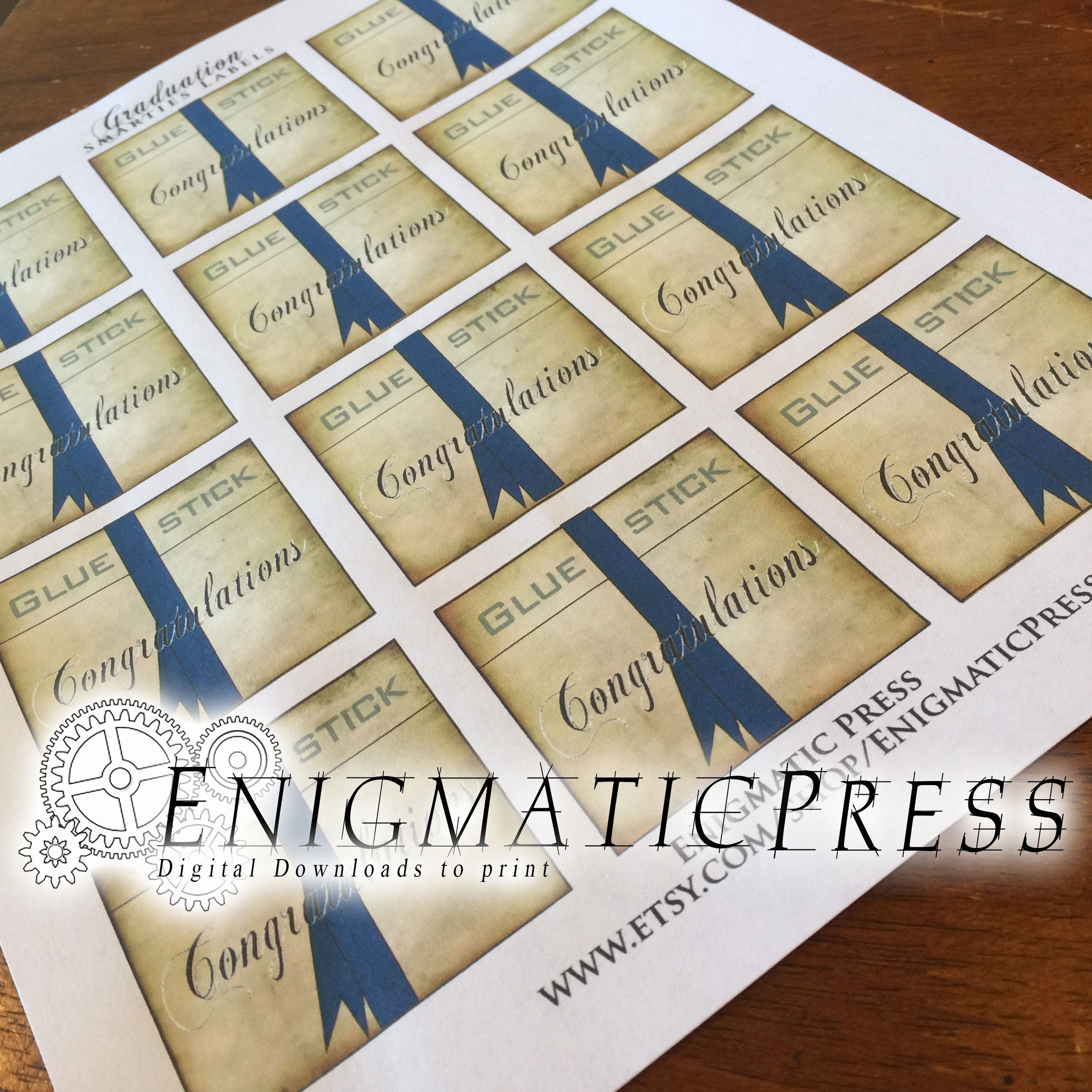 3 Diploma Style Smarties Label Sheets With Blue Red and No - Etsy
