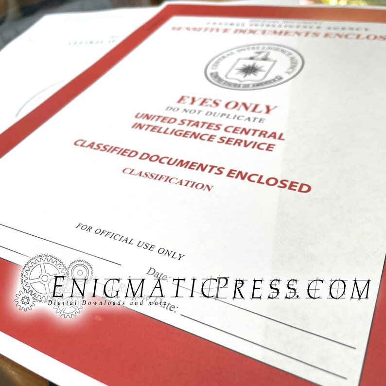 5 CIA Prop Style Document Graphics Film Cosplay Diy Home - Etsy