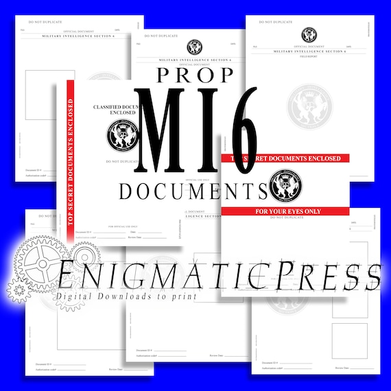 8 MI6 Bond Style Prop Document Graphics Film Cosplay Diy | Etsy UK