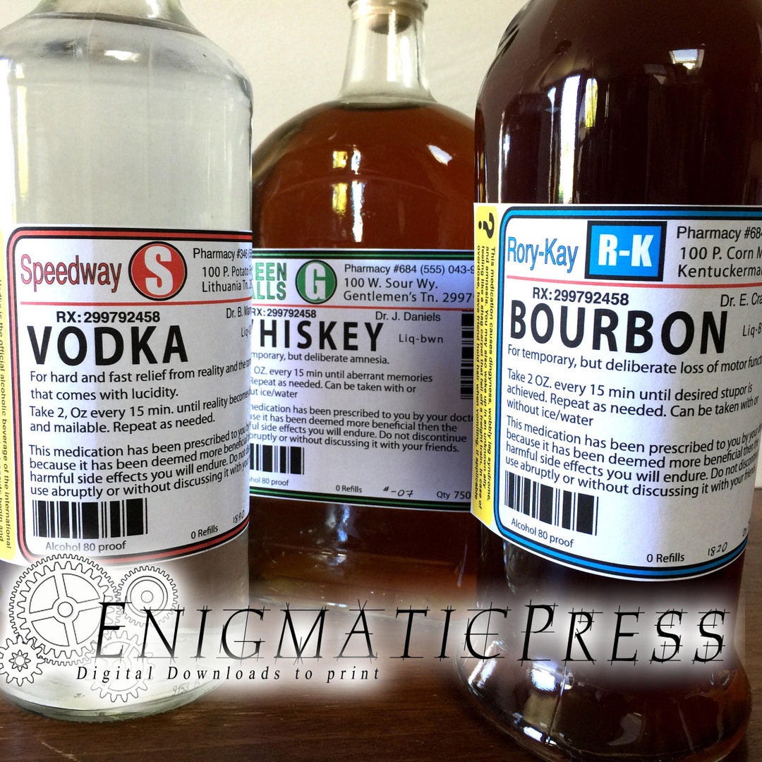 Medical Liquor Label, Pharmacy Download, Home Printable Party Liquor ...