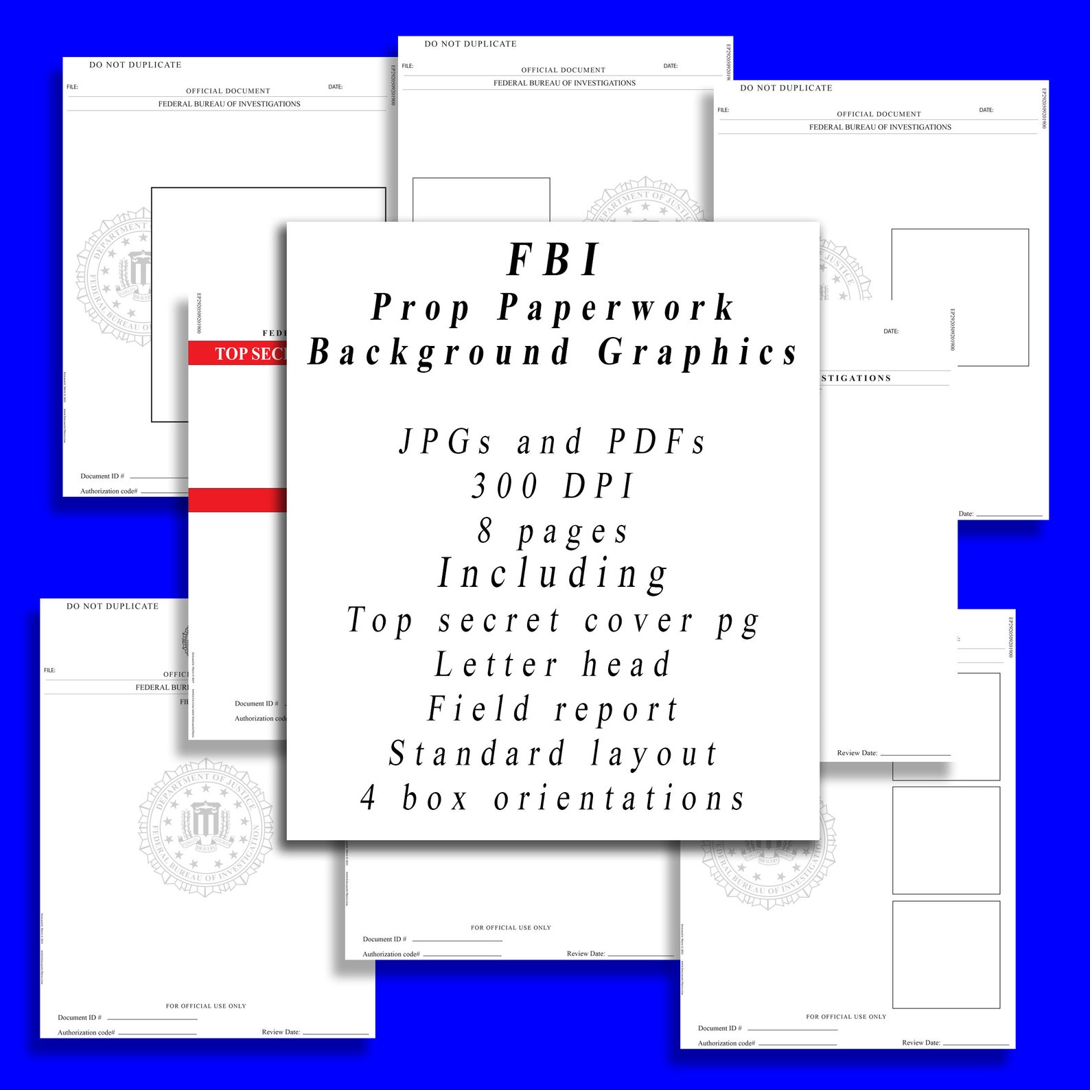 8 FBI Style Prop Document Graphics Film Cosplay Diy Home - Etsy