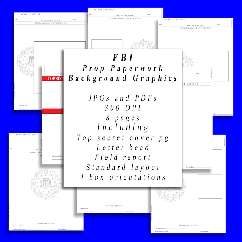 8 FBI Style Prop Document Graphics Film Cosplay Diy Home | Etsy