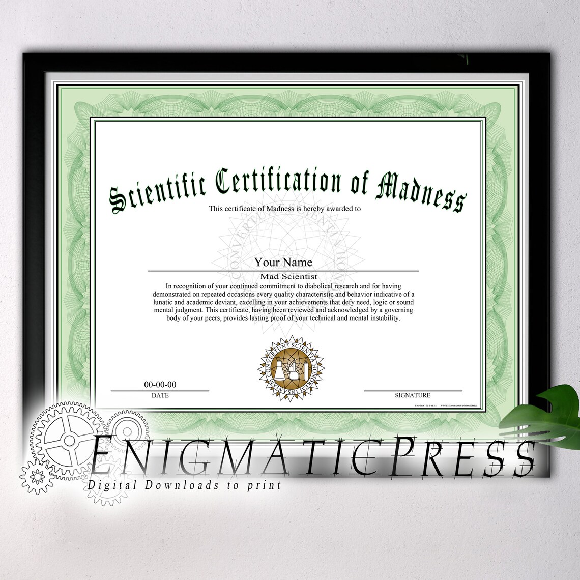 Mad Scientist Certificate Type 2 PDF With Editable Text Home - Etsy