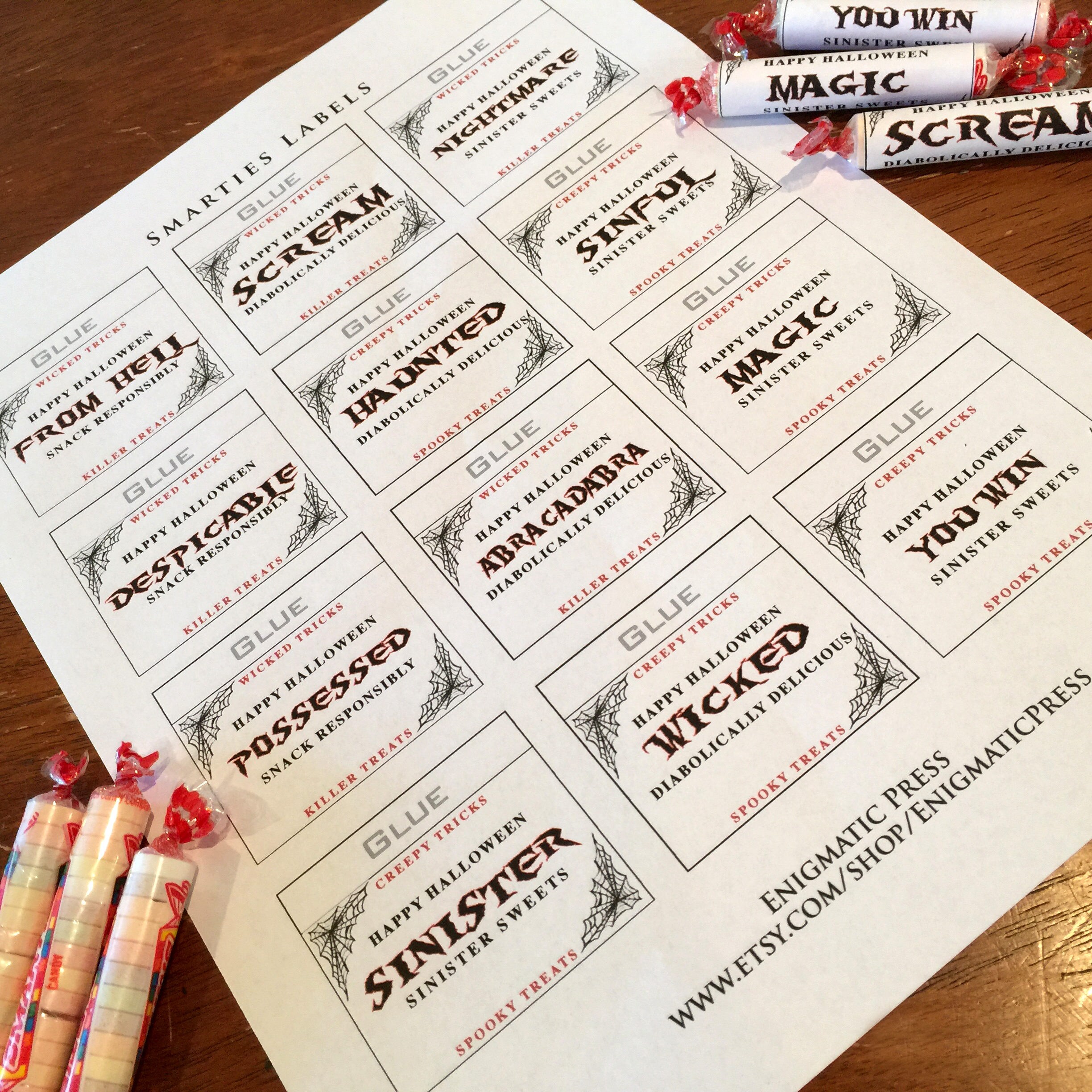 Smarties Halloween Candy Wrapper Labels Happy Halloween - Etsy UK