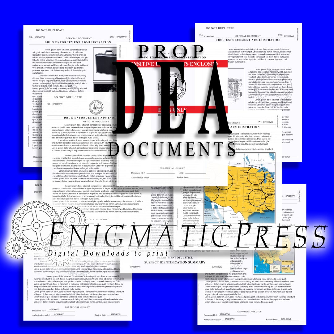 9, DEA Style Prop Document Graphics, Film, Cosplay, Diy, Home Printable ...