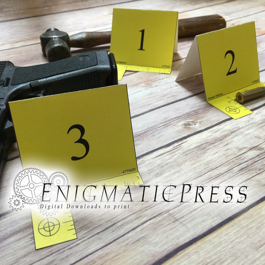 3 Editable Yellow Crime Scene Evidence Markers Set DIY Investigator ...