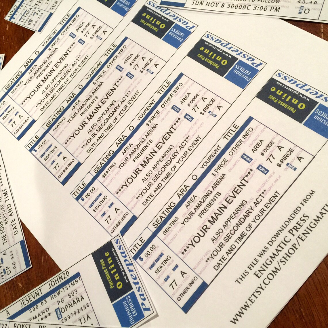 4 Custom Event Concert Style Tickets With Envelope DIY | Etsy