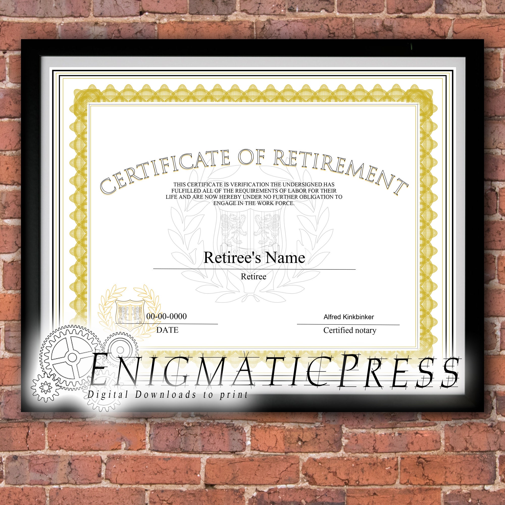 Certificate of Retirement Graduate Style Certificate With - Etsy Canada