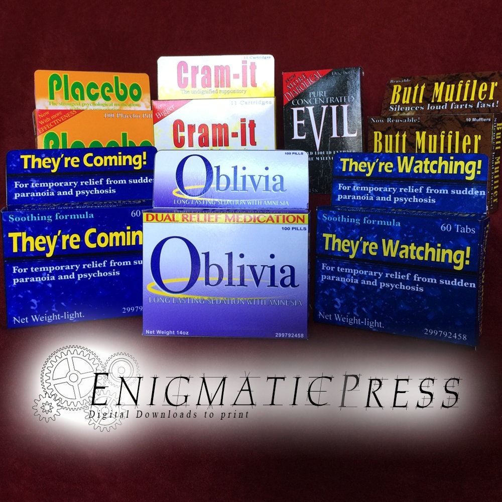 Placebo Fake medication funny DIY gift box party favor | Etsy