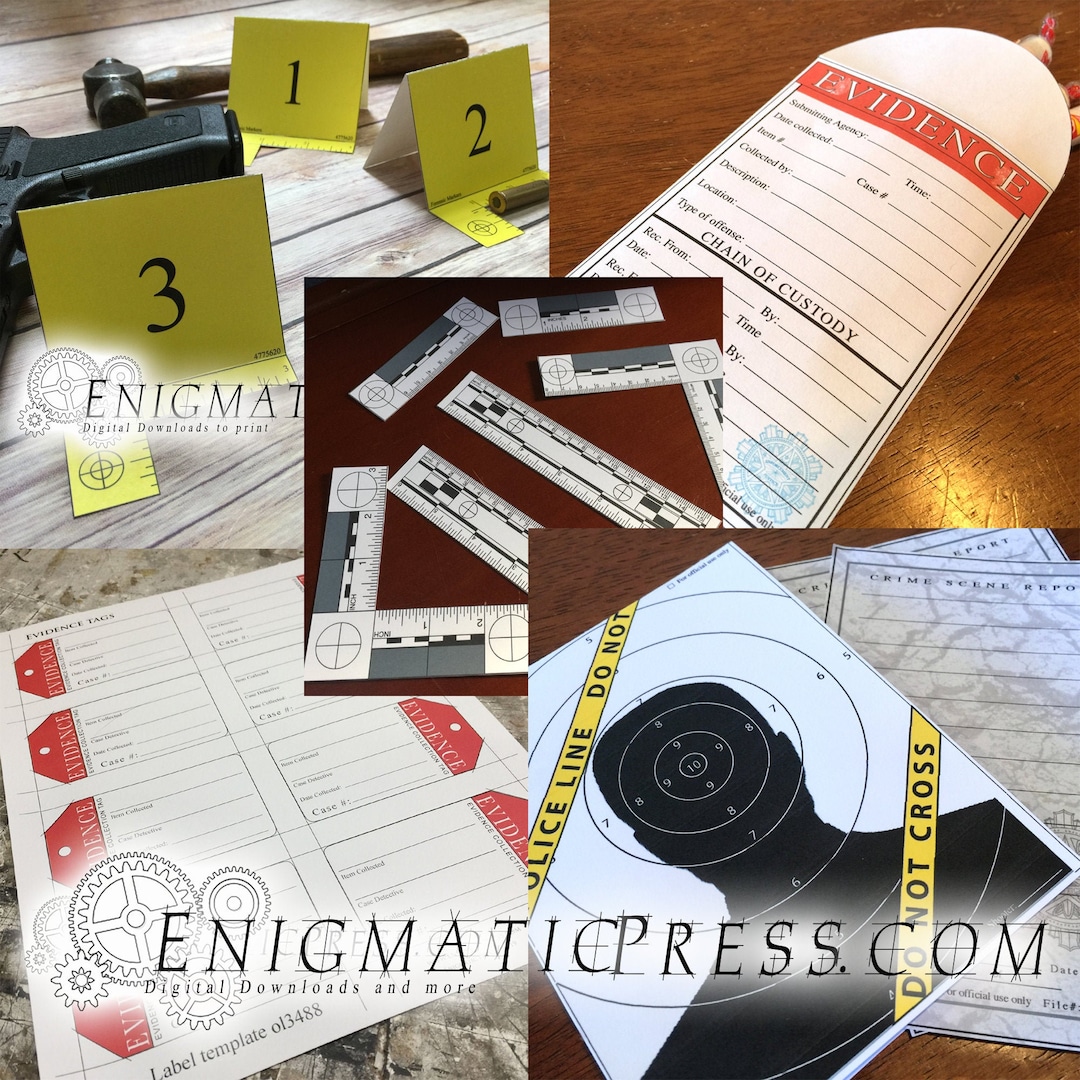 5 Piece Crime Scene Evidence Set, Yellow Markers, Envelopes, Tags ...