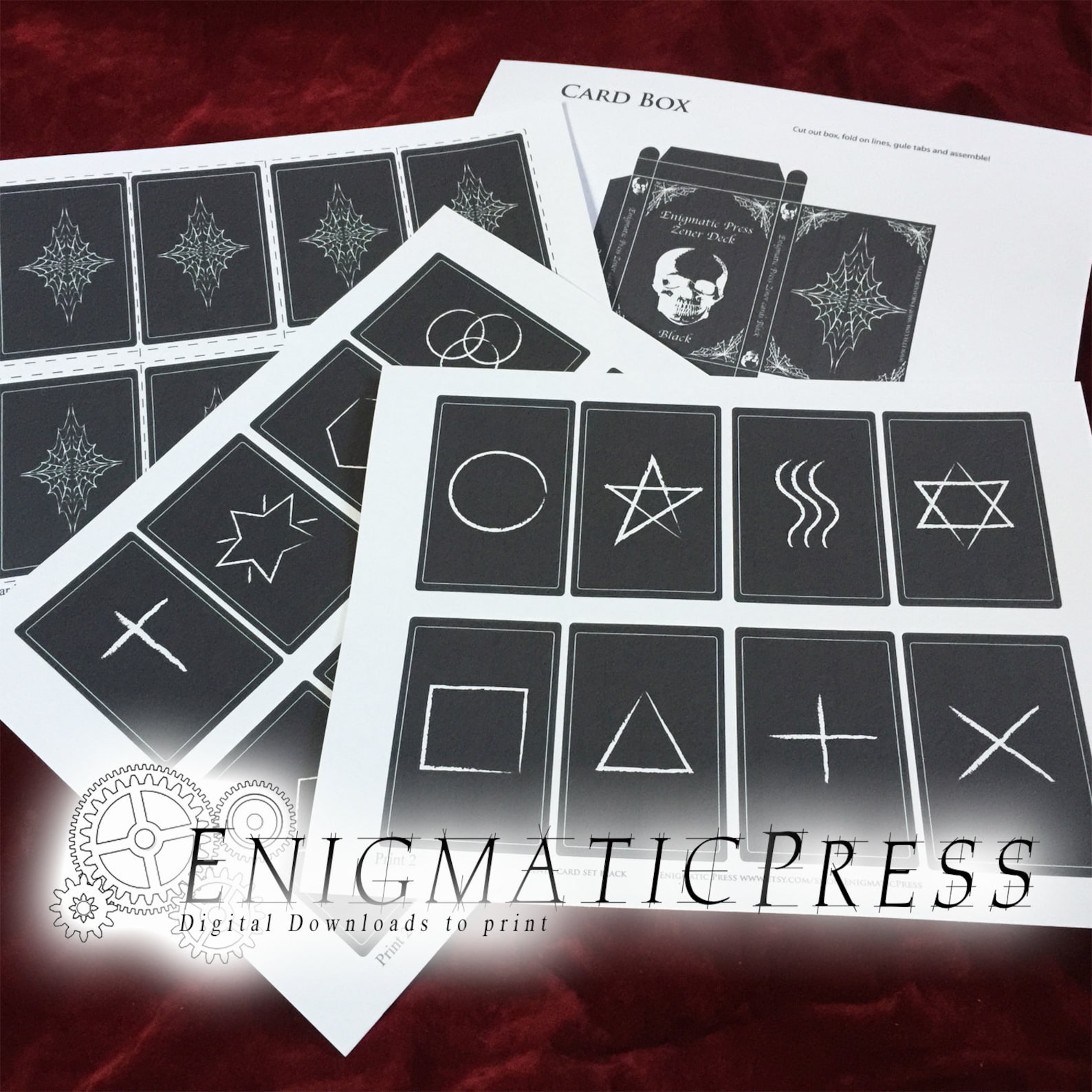 32 Black Zener Card Set With Box poker size memory / ESP | Etsy