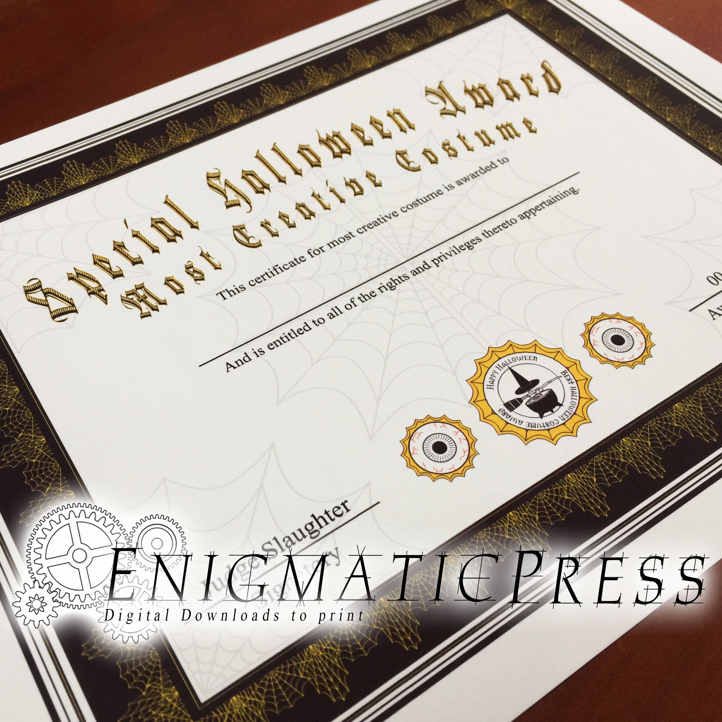 2 Halloween Awards Best Costume and Most Creative Costume - Etsy