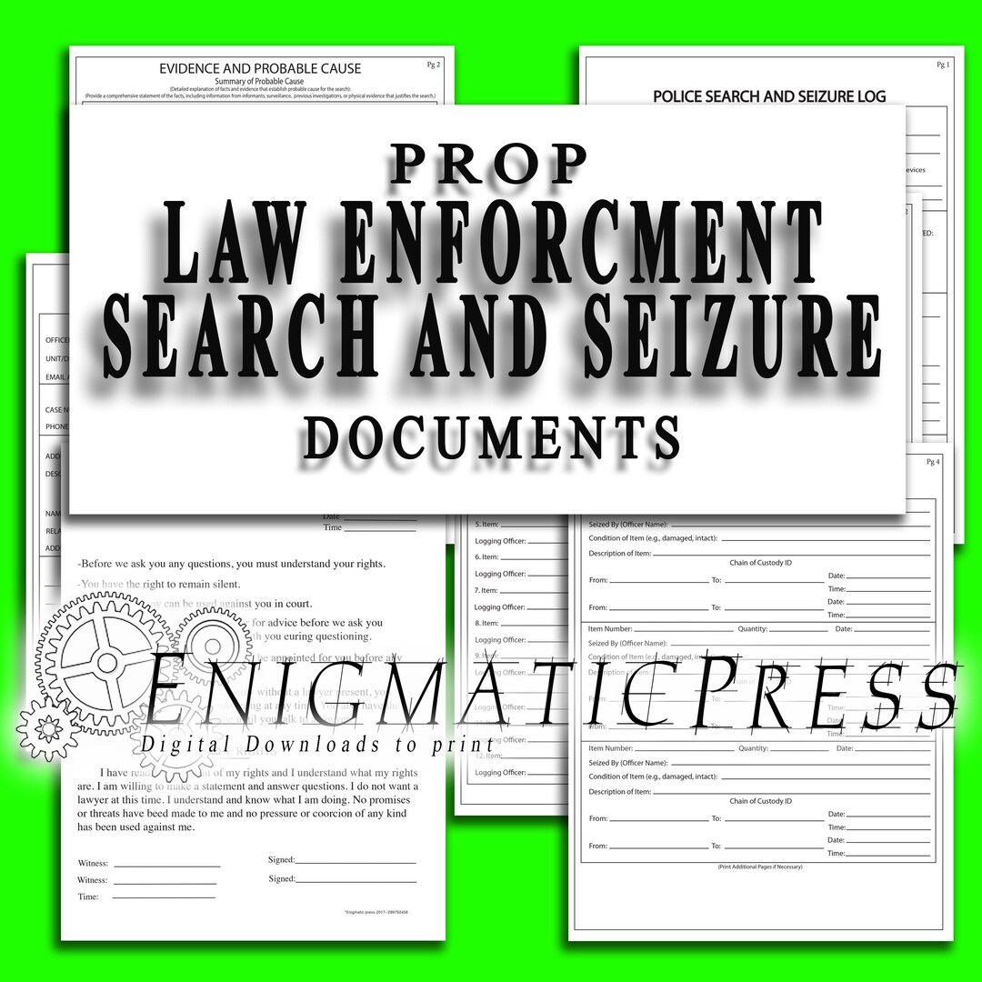 7, Law Enforcement Style Prop Search and Seizure Documents, Film ...
