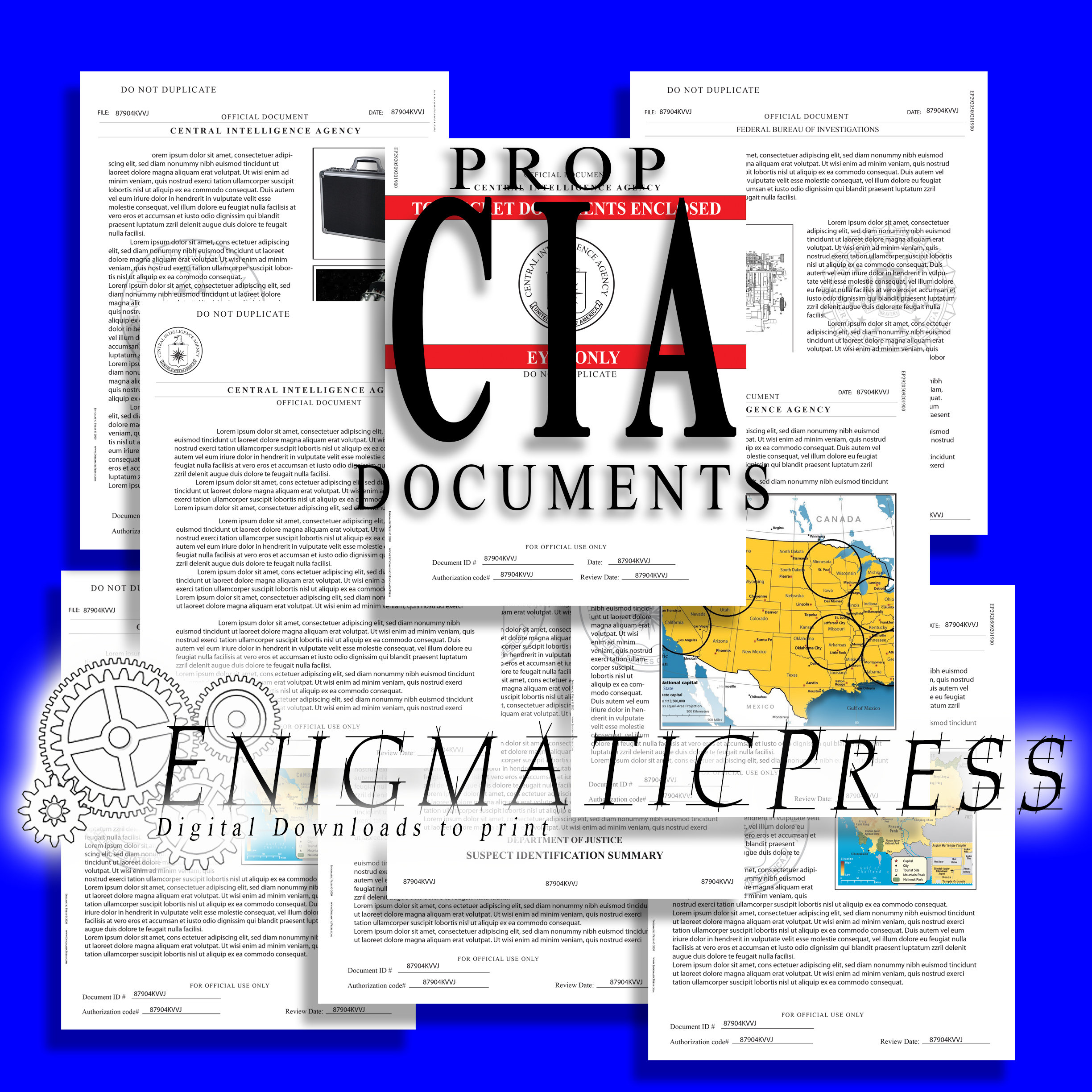 9, CIA Style Prop Document Graphics, Film, Cosplay, Diy, Home Printable ...