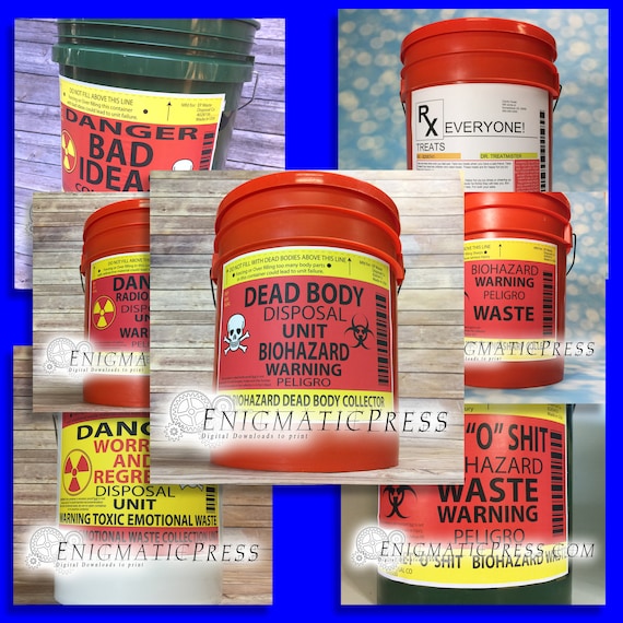 10 Trash Bucket Labels Complete Set 8.5x11 PDF Party - Etsy