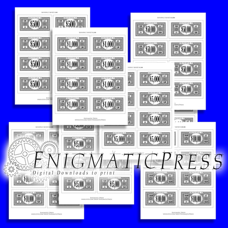 Dinero de Monopoly definitivo, juego completo de 14 páginas, del 1 al ...