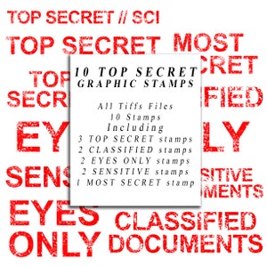 10 Top Secret Style Stamp Graphics, Film, Cosplay, Diy, Home Printable ...