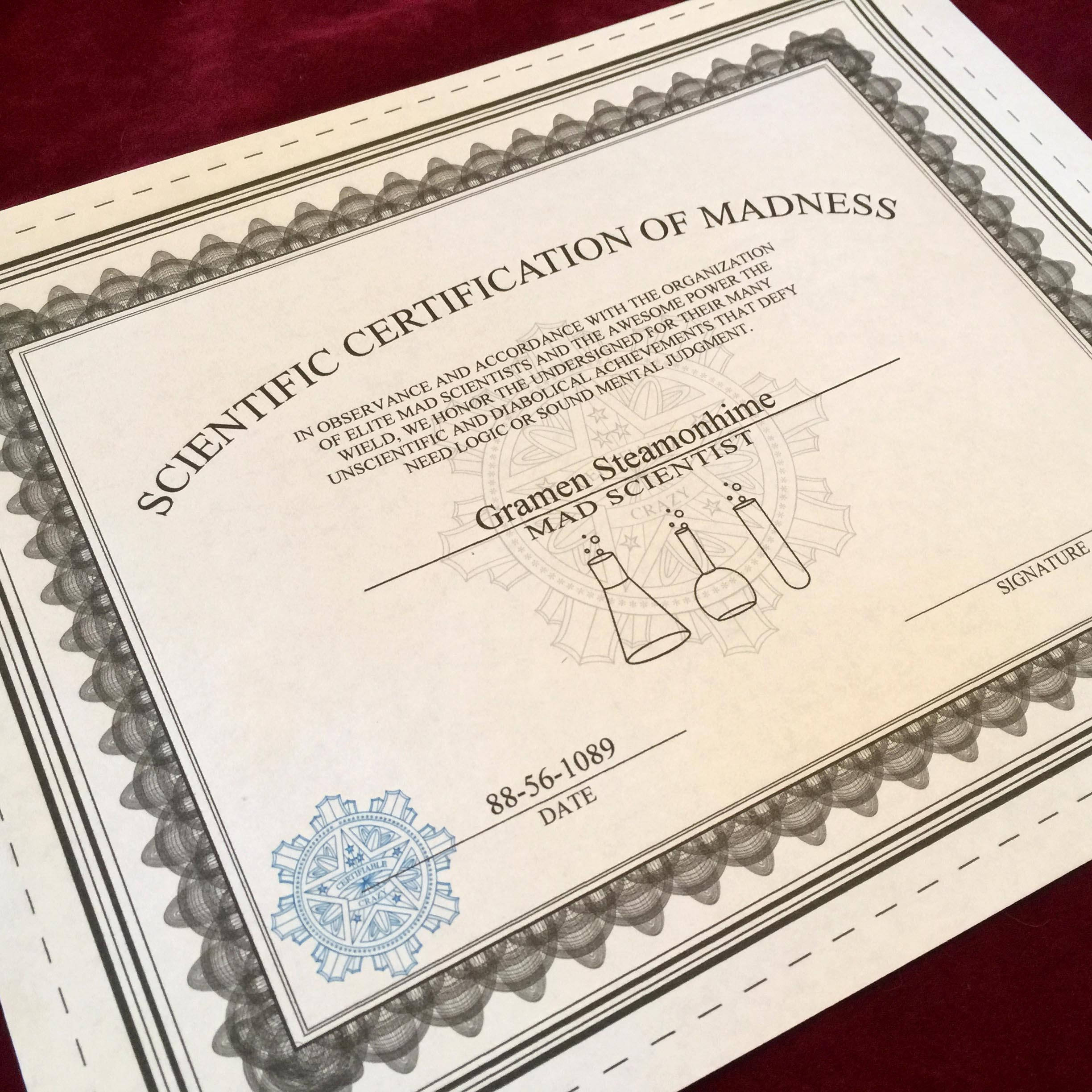 Mad Science Award Editable Certificate Home Printable - Etsy