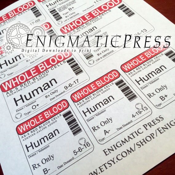8 Blood Labels Easy Editable DIY Home Printable Digital | Etsy