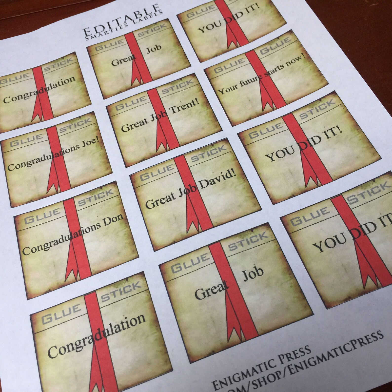 Editable Diploma Style Smarties Labels, Blue, Red and No Ribbon Candy ...