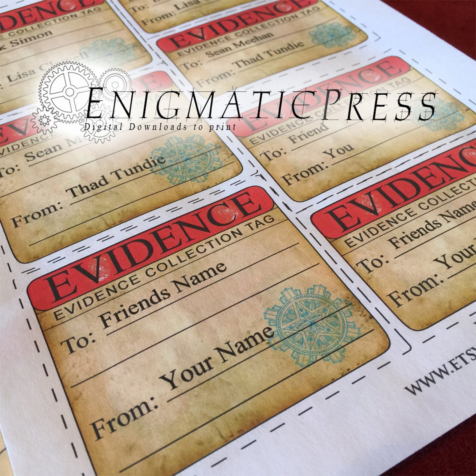 7 Crime Scene Evidence Style Gift Labels True Crime Party | Etsy