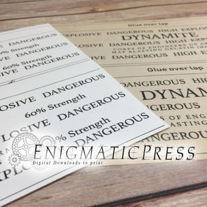 Dynamite TNT and C-4 Prop Demolition Explosive Labels, Styles DIY, PDF ...