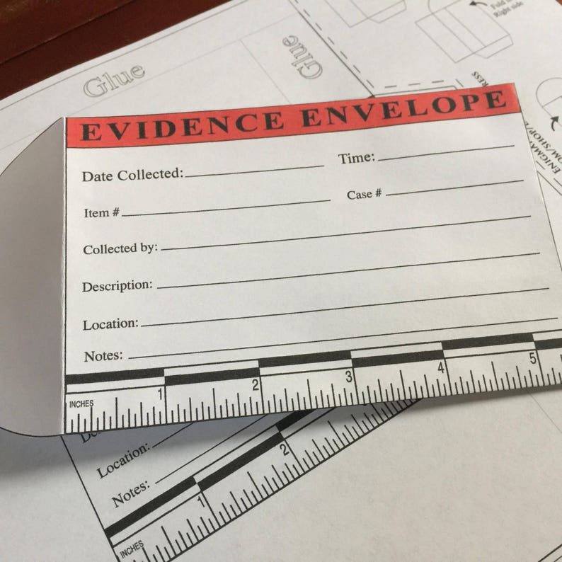 Evidence Envelope With Inch Scale Home Printable Editable - Etsy