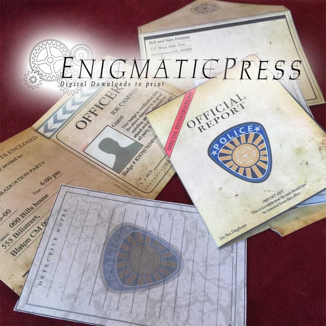 Police Style, Editable Invitation Notification Official Report Cards ...