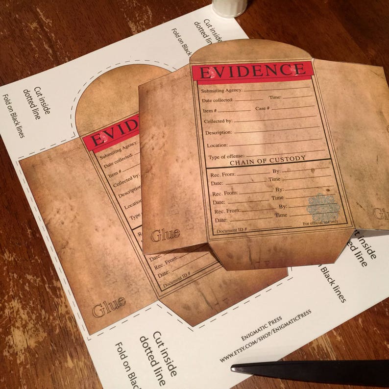 Half Size Aged Chain of Evidence Envelope easy DIY home | Etsy