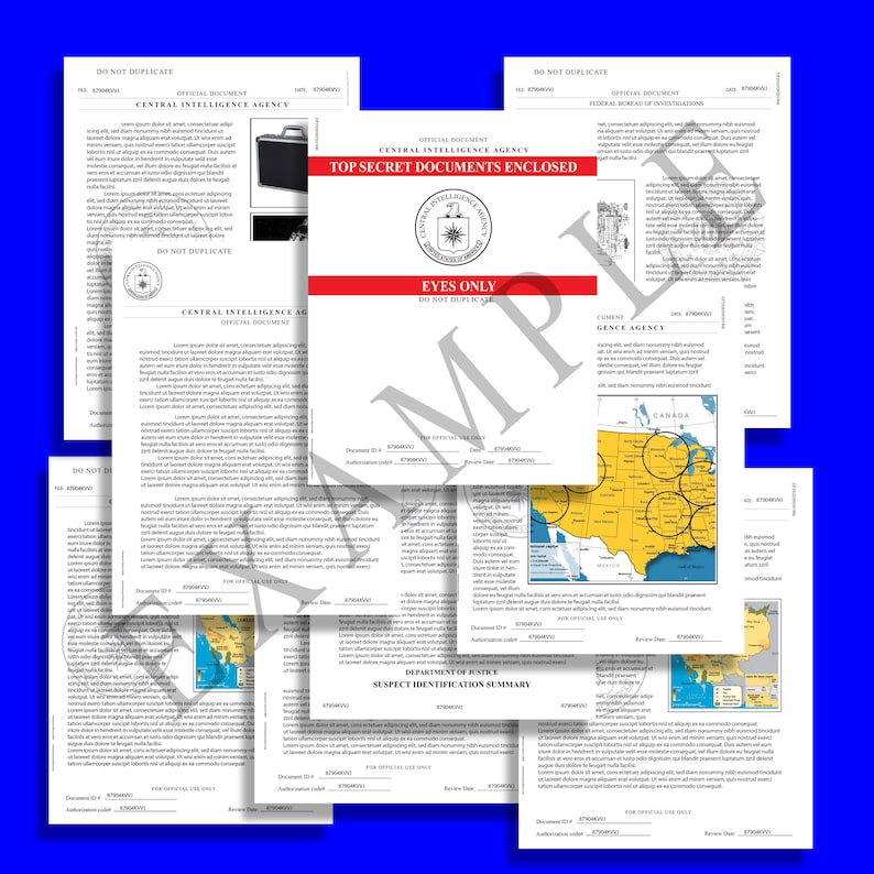 9, CIA Style Prop Document Graphics, Film, Cosplay, Diy, Home Printable ...
